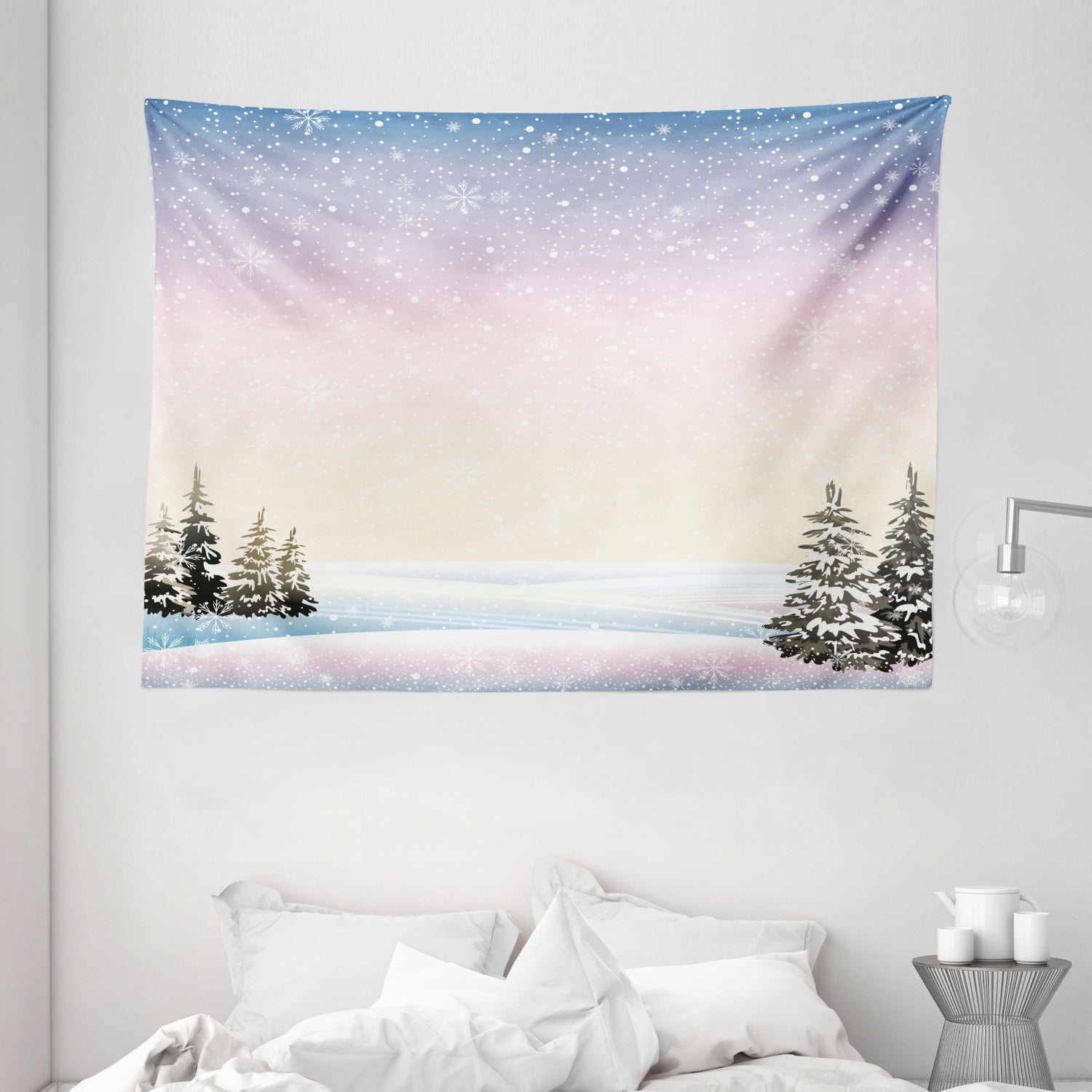 Winter Tapestry, Snowfall in the Forrest Pine Trees Northern Hemisphere ...