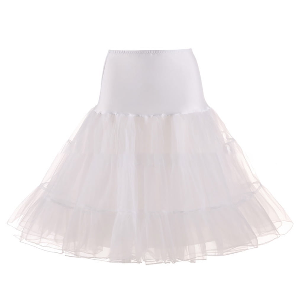 BYDOT Women 50s Vintage Tulle Flared Petticoat Solid Color Half Slip ...