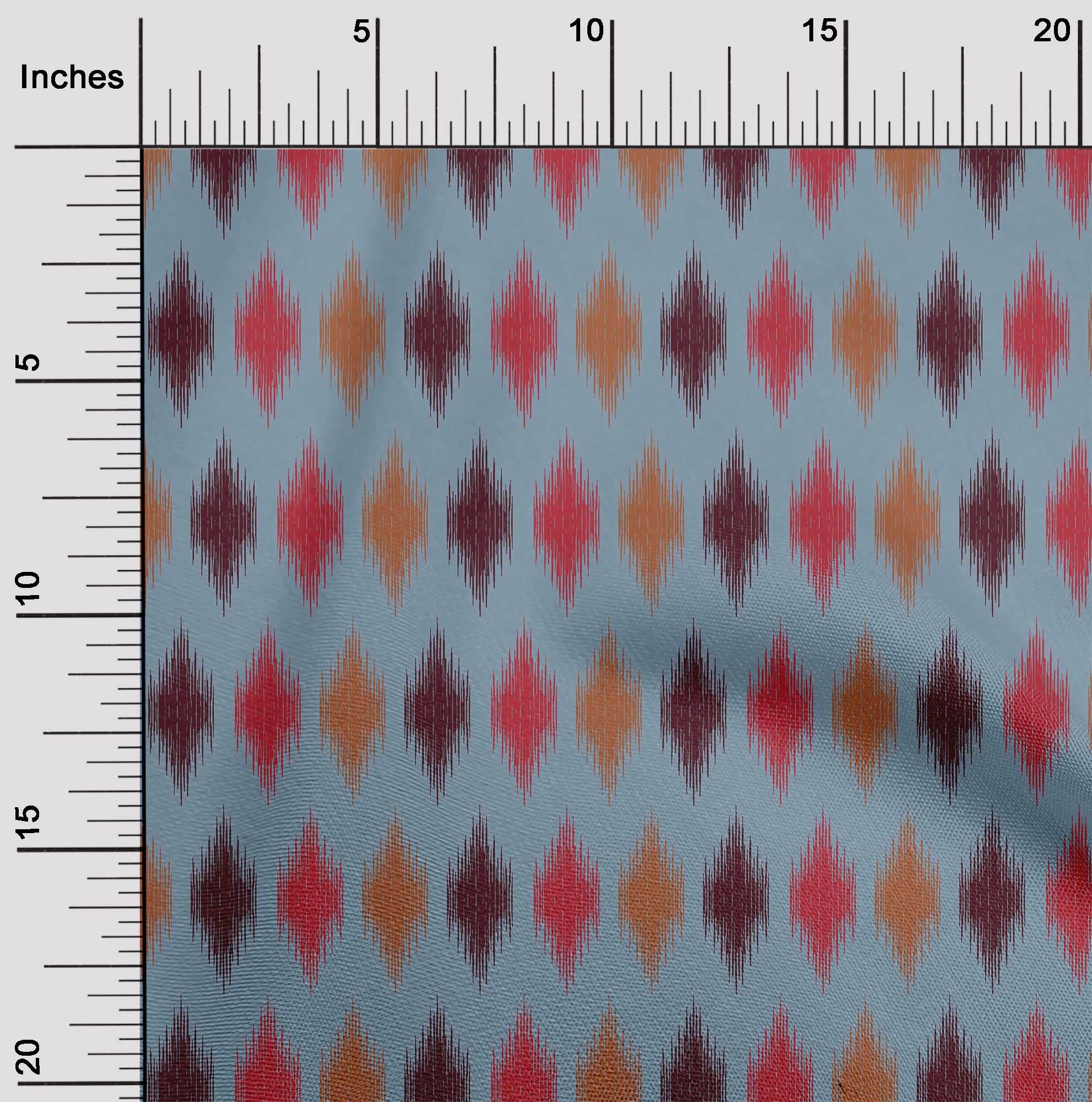 oneOone Organic Cotton Voile Fabric Argyle Ikat Print Fabric By The ...