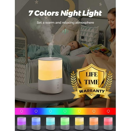 ColorMist Cool Mist Humidifier, 25dB Humidifiers Essential Oil Diffuser ...