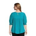 Terra And Sky Womens Plus Size Smocked Blouse With Keyhole Back Sizes