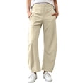 Bloomae Women Barrel Travel Pants Elastic Waistband Tapered Leg Baggy ...