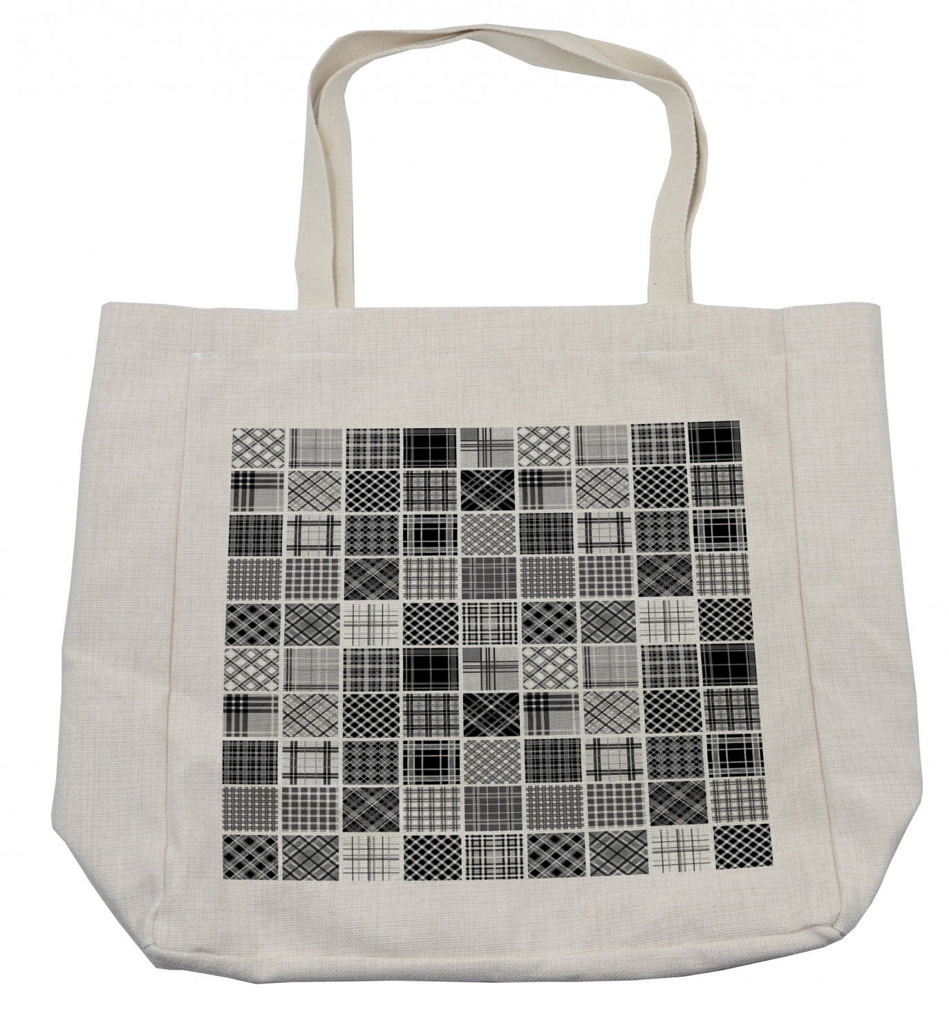 Grey Shopping Bag, Mixed Checkered Squared Scotch Plaid Striped ...