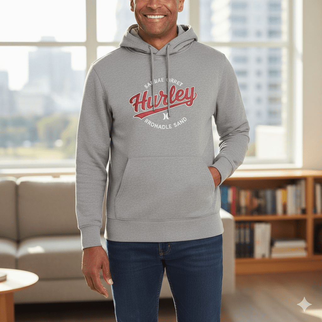 Click here for Hurley Mens Grey Fleece Hoodie Medium - Red Logo E... prices