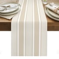 Beige White Stripes Table Runner, Lines Modern Vertical Stripes ...