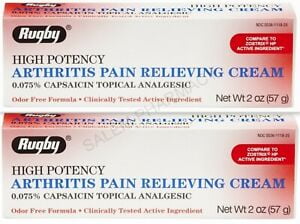 Rugby Capsaicin Cream 0.075% HIGH POTENCY Pain Relief 57gm ( 2 pack ...