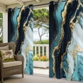 Abstract Marble Texture Outdoor Curtains for Patio Waterproof, Teal ...