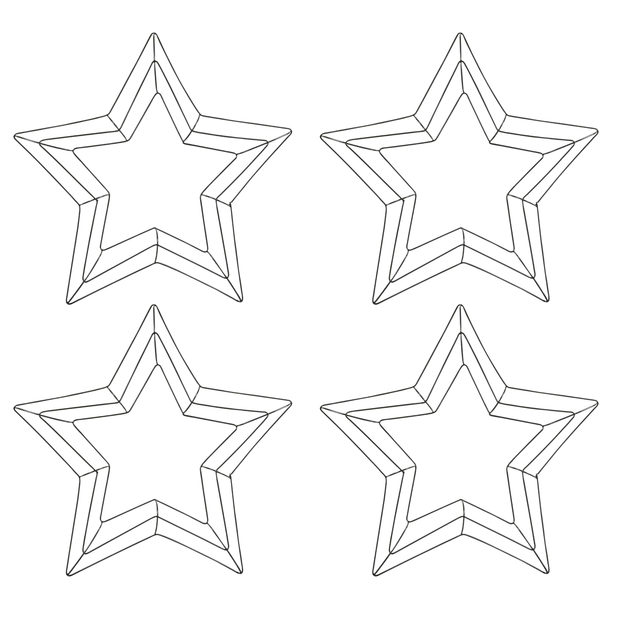 (4) Metal Wreath Frame Black Wire Star Shaped for Making DIY Crafts ...