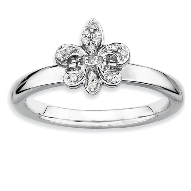 Jewelrypot - Sterling Silver Fleur De Lis Diamond Ring - Walmart.com ...