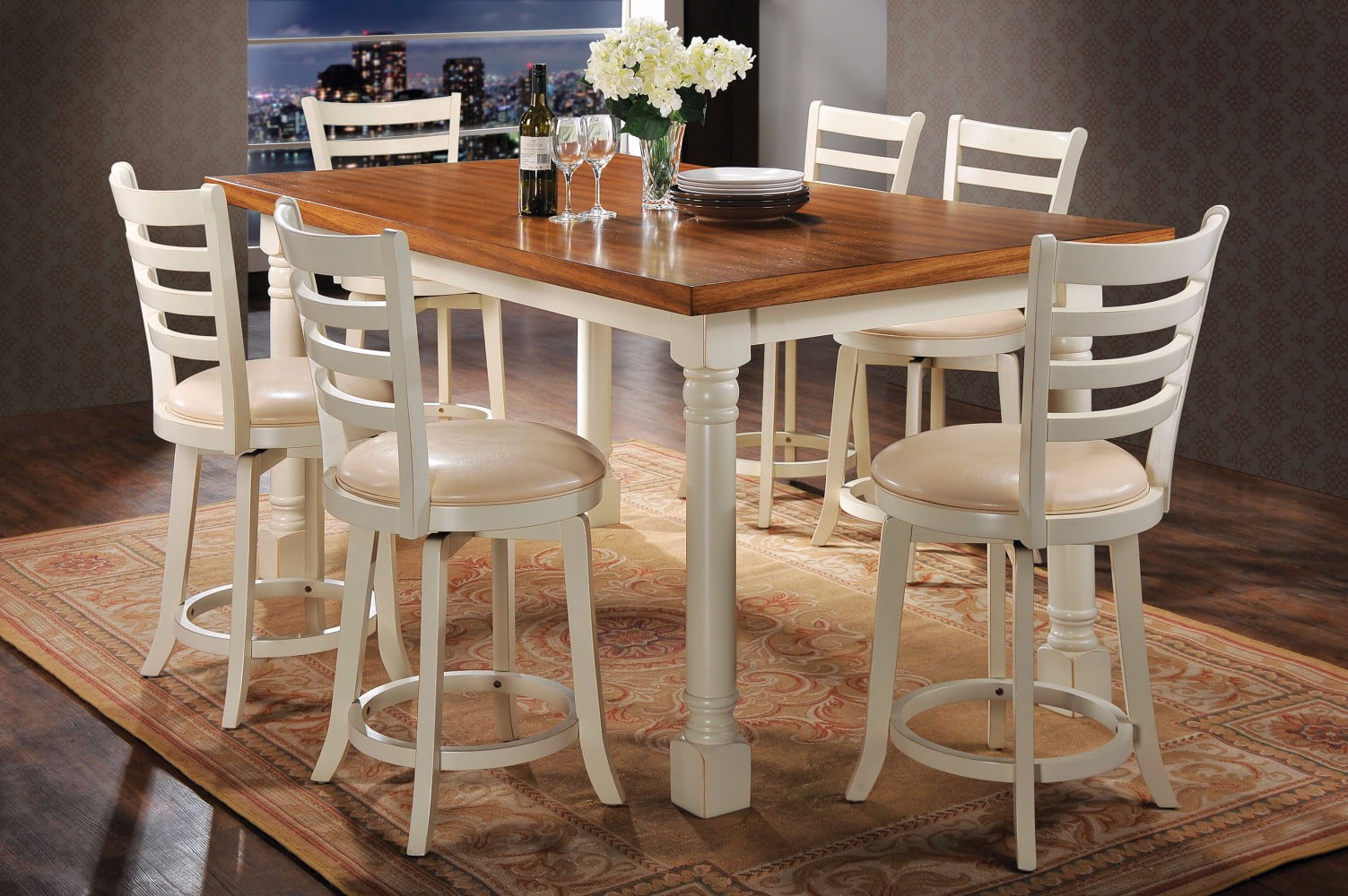 Trendy Counter Height Table, Distress Oak & Antique Cream - Walmart.com