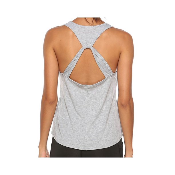 Lavaport Women Quick Dry Sports Yoga Vest Solid Hollow Back Tank Tops