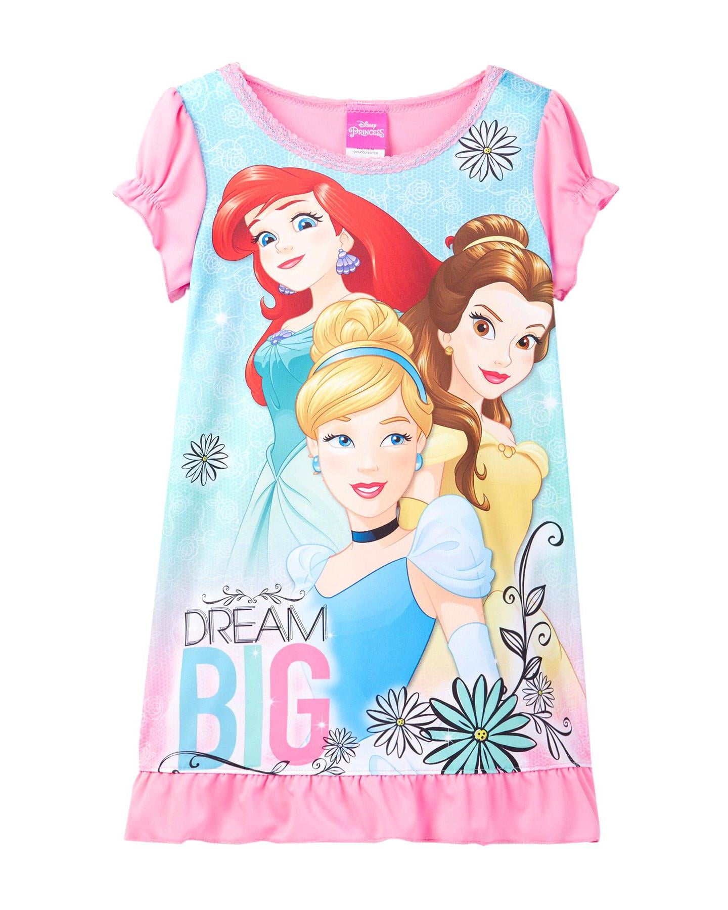 Disney Princess Girls Nightgown Sleepshirt Female 2T to 10, Dream Big ...