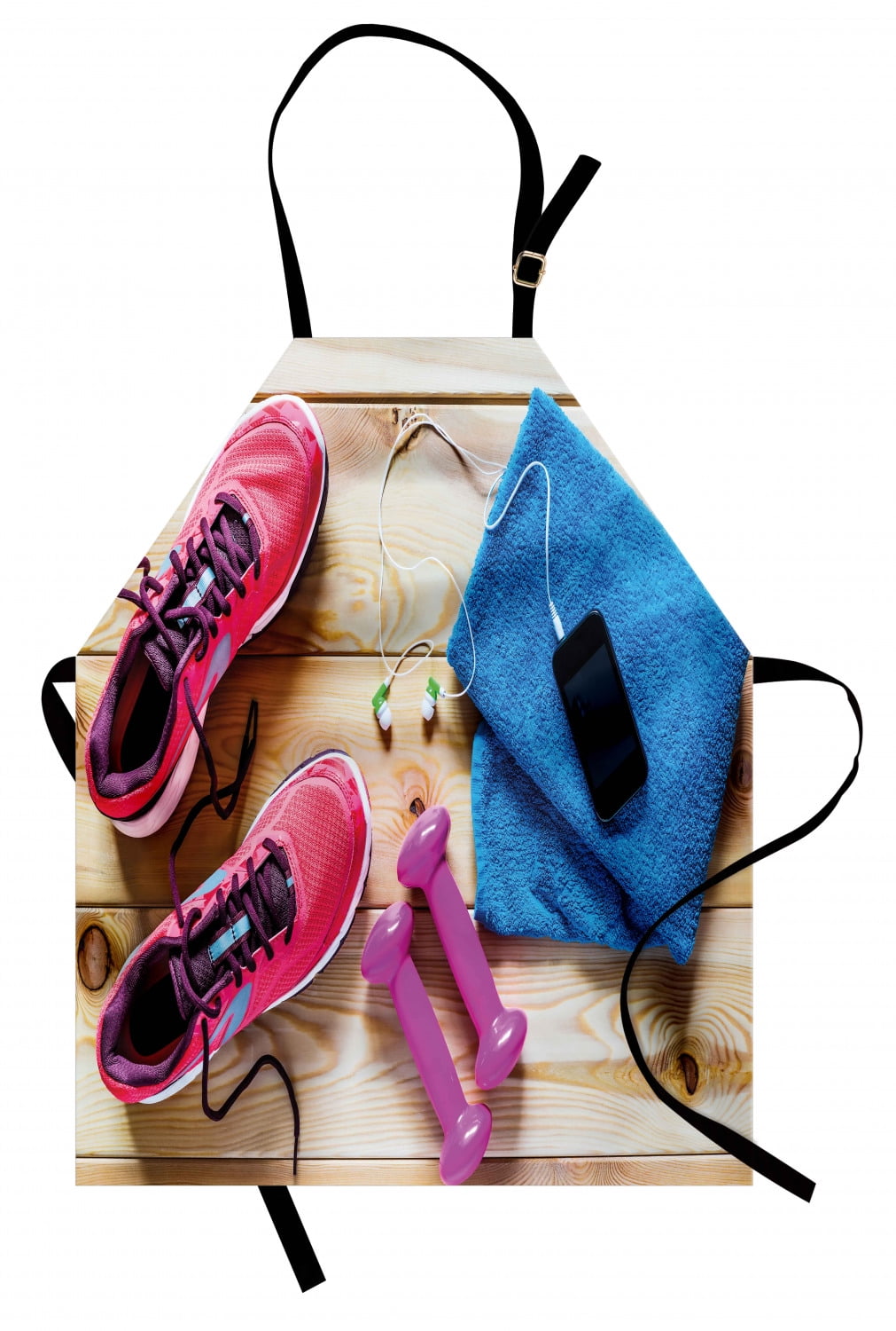 Fitness Apron Gymnasium Theme Women's Running Shoes and Dumbbells ...