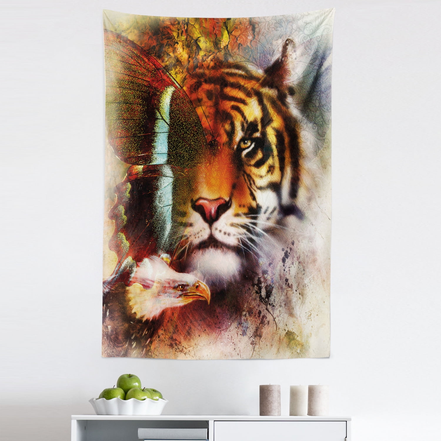 Tiger Tapestry, Various of Nature Large Bengal Cat Bald Eagle Butterfly ...