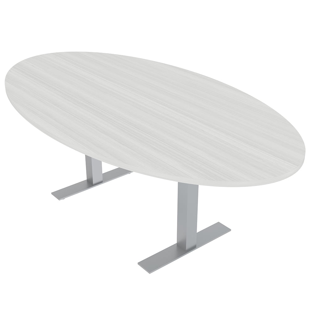 4 Person Oval Conference Room Table Metal T-Bases Electrical Unit ...