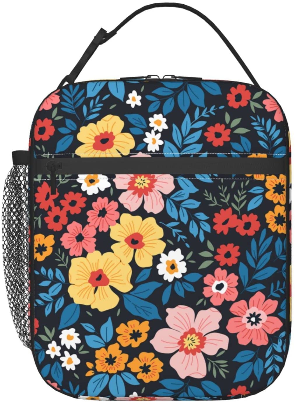 Faty-T Colorful Small Flowers and Blue Leaves Lunch Bag Spring and ...