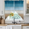 Blue Brown Swag Curtain Valance for Window 2 Panels Gradient Wood Grain ...