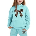 Byoo Big Girls Tracksuit Set Leopard Bow Printed Kangaroo Pocket Hoodie ...