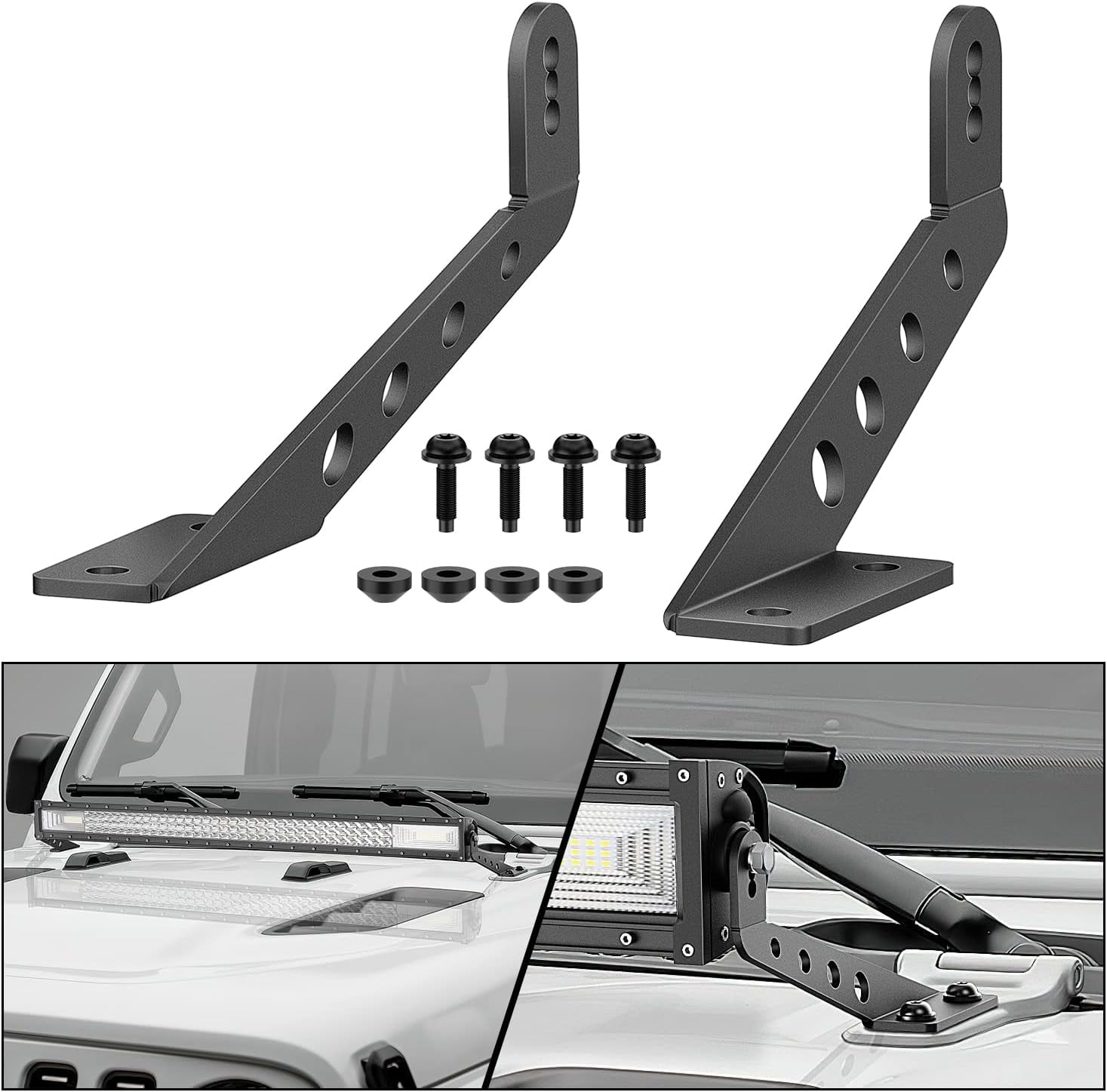 Nilight 2PCS Hood Mounting Brackets for 32 Inch LED Light Bar on 2018 ...