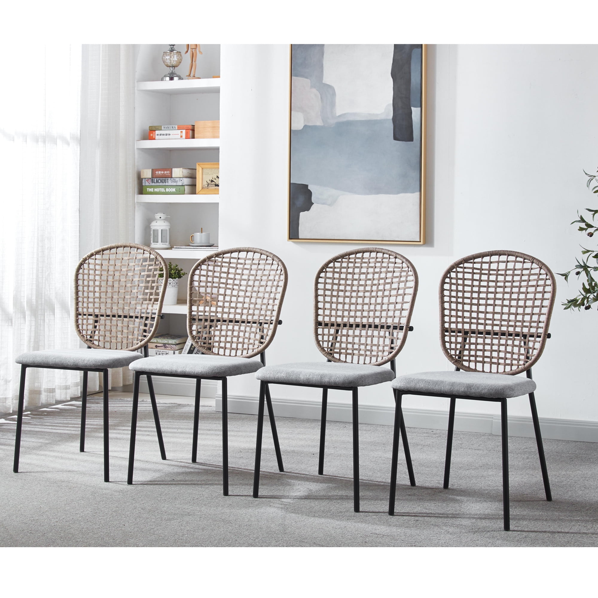 tunuo Dining Chairs Set of 4, Handmade Woven Kitchen Chairs ...