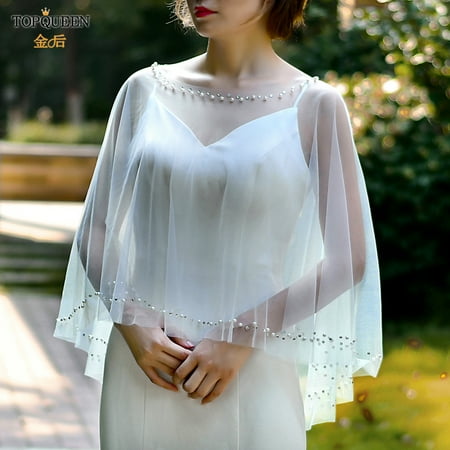 Bolero Veste Femme Cape Perles Passepoil Col Rond Sans Manches Cape ...