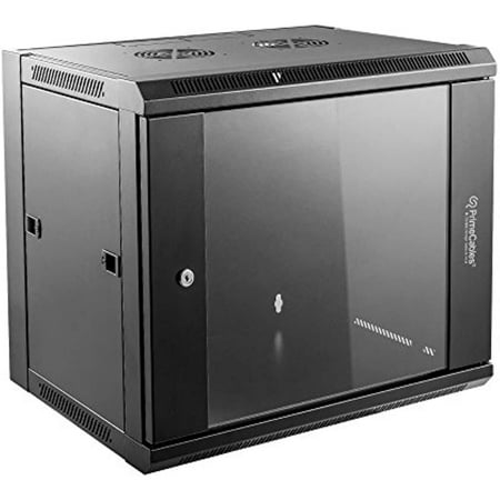 PrimeCables 9U Wall Mount Network Server Cabinet Rack, Glass Door, 2 AC ...