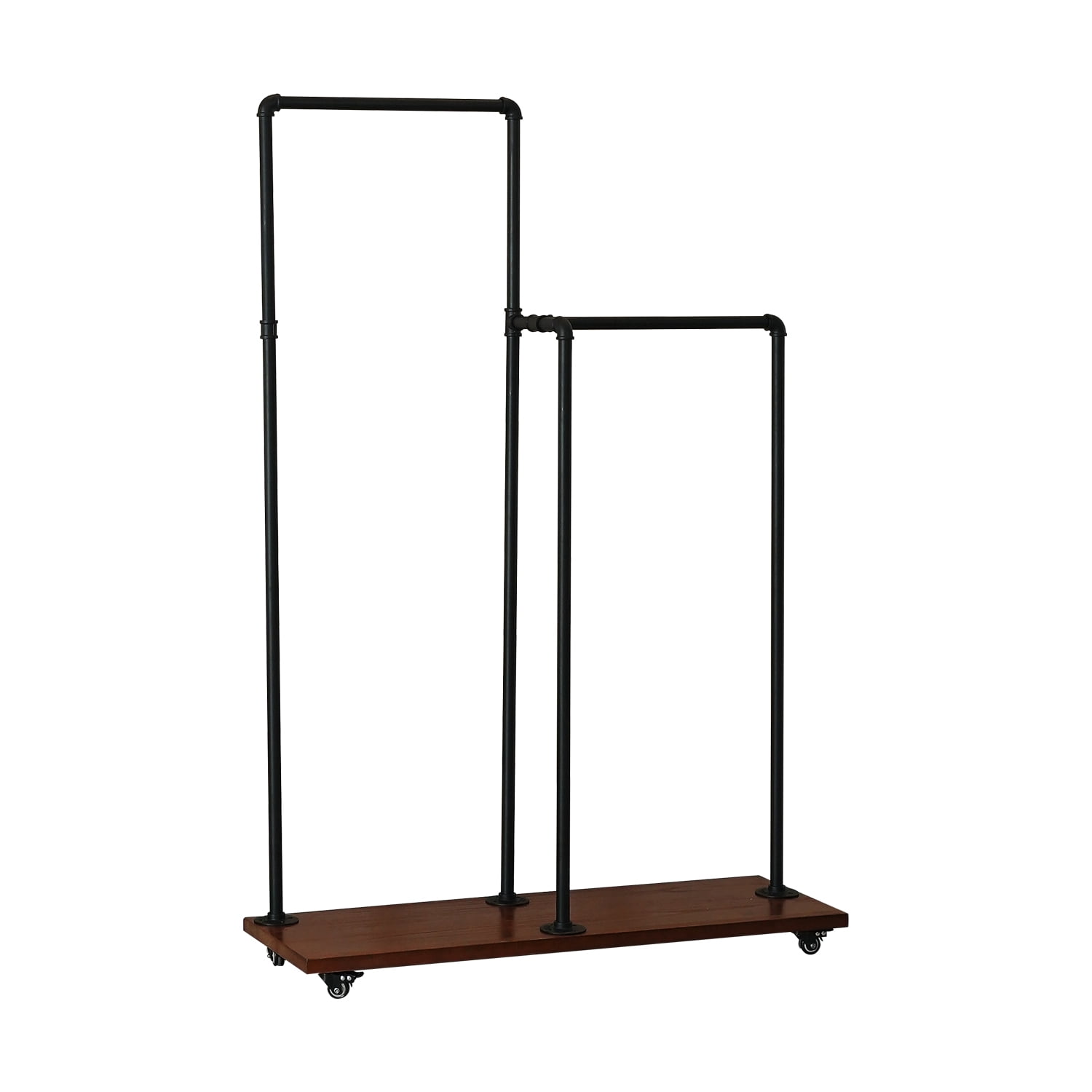 Industrial Pipe Style Rolling Garment Rack, Heavy Duty Double Rods ...