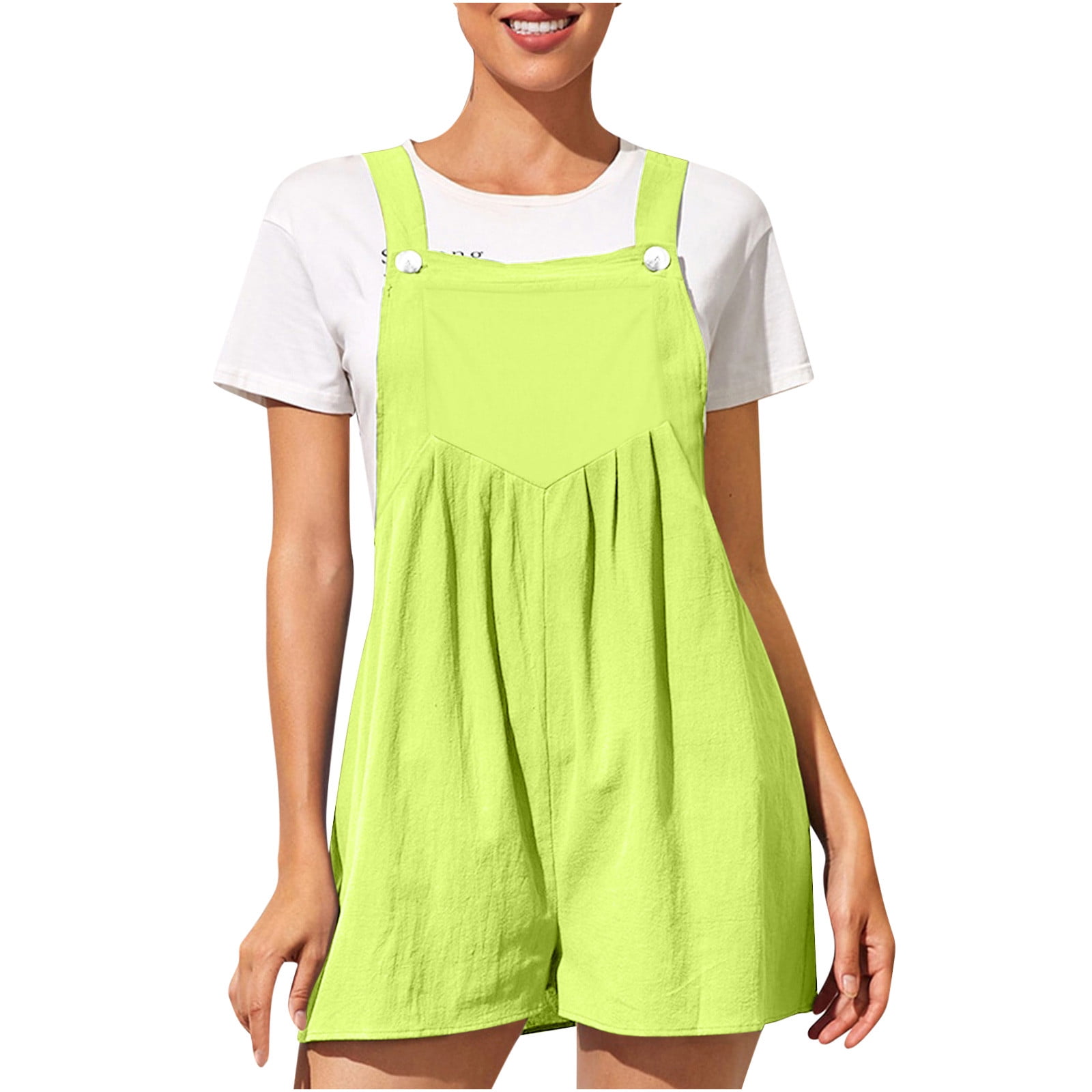 CZHJS Women's Solid Color Crop Pants Clearance One Piece Bib Overalls ...