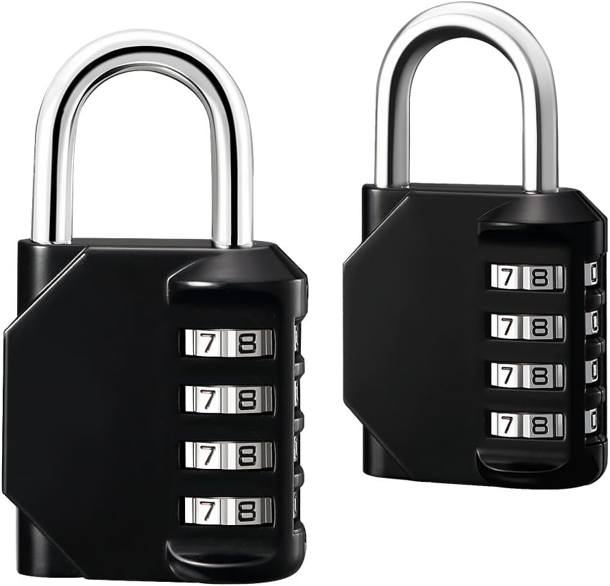 Combination Lock, 4 Digit Combination Padlock Set for Gym, School ...