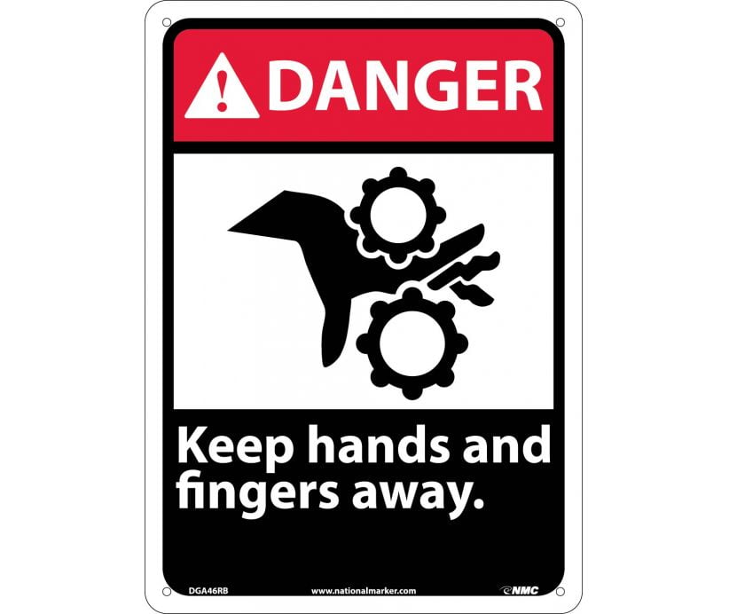 NMC Signs Dga46Rb, Danger Keep Hands And Fingers Away Sign, 14 X 10 ...