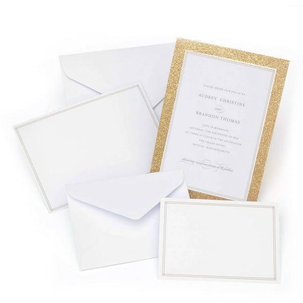 Gartner Studios Platinum Glitter Wedding Invitation, 50 Piece - Walmart.com