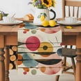 Burlap Table Runner 120 Inches Long, Abstract Circle Stripe Color Block ...