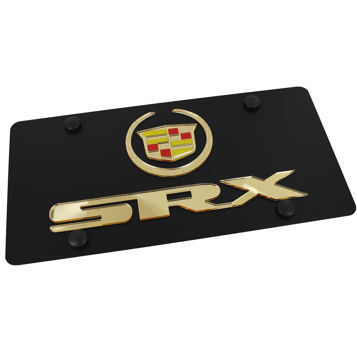 Cadillac Dual Logo SRX License Plate (Gold on Black) - Walmart.com ...