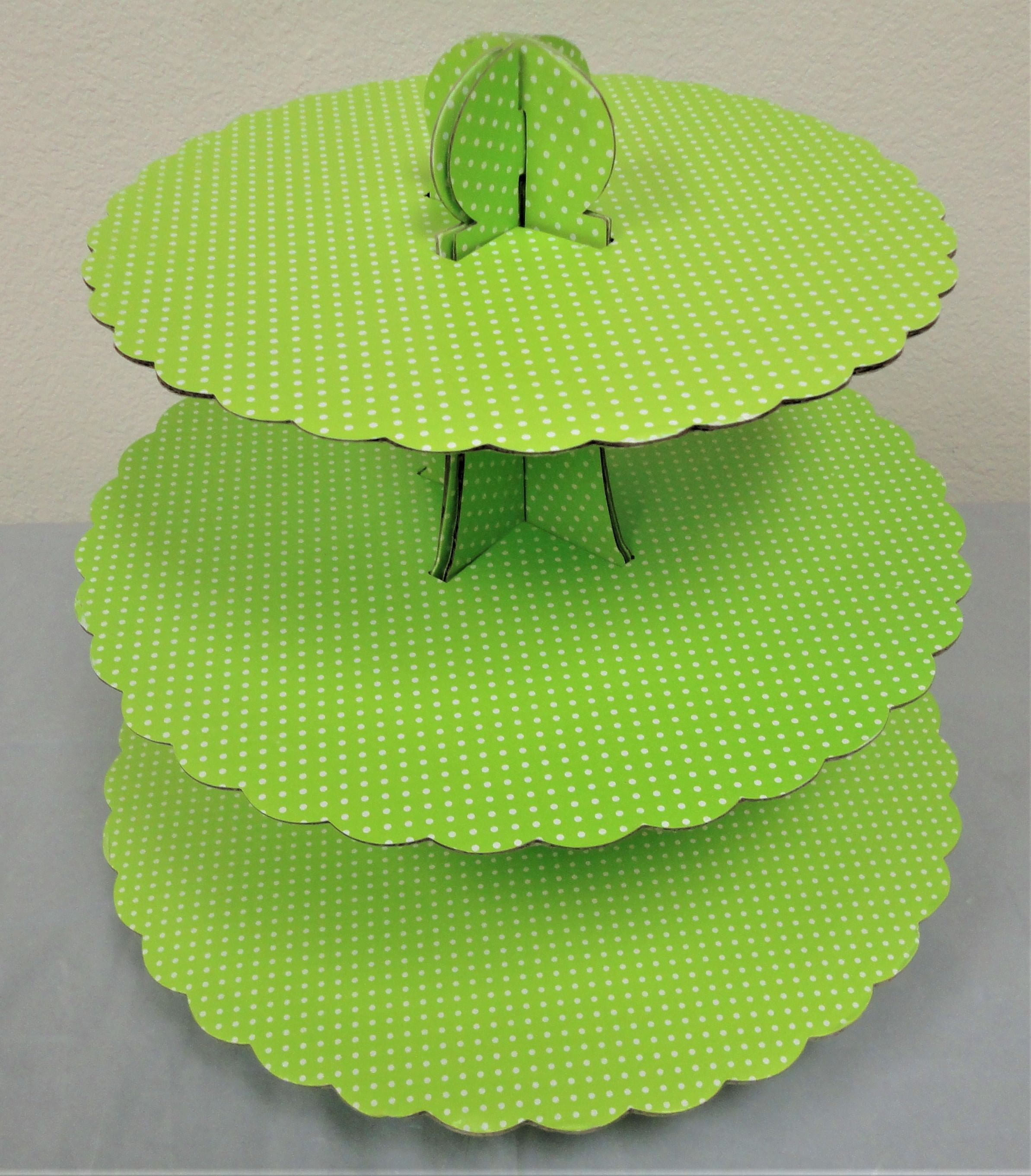 Charmed Green with Little White dots Cupcake Stand Holder; 13"x12.5 ...