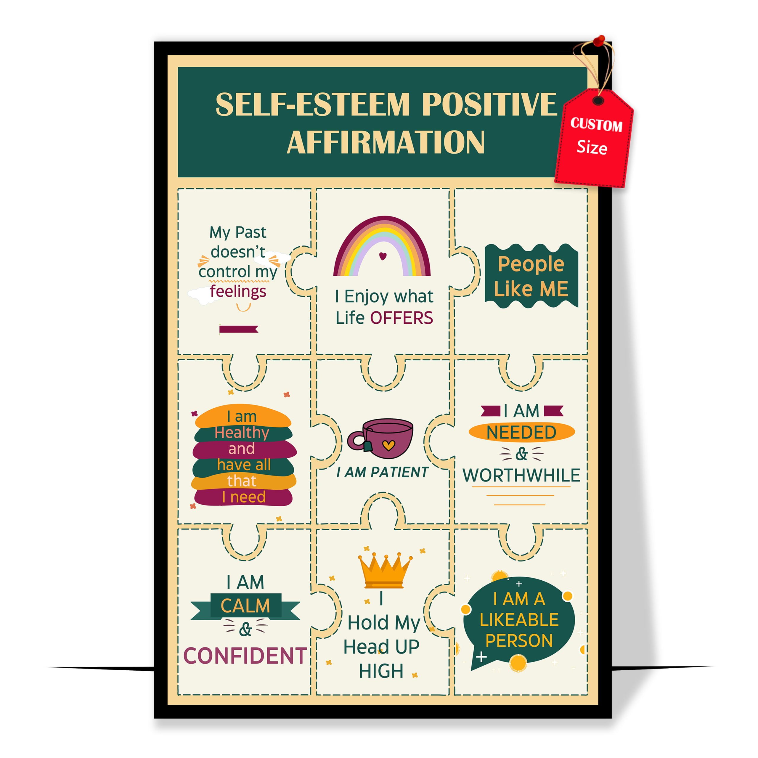 LOLUIS Self-Esteem Positive Affirmations Poster, Mental Health Posters, Self-Esteem Posters for ...