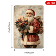 8x12 Inch Metal Wall Art Rectangular Vintage Santa Holding Flower ...