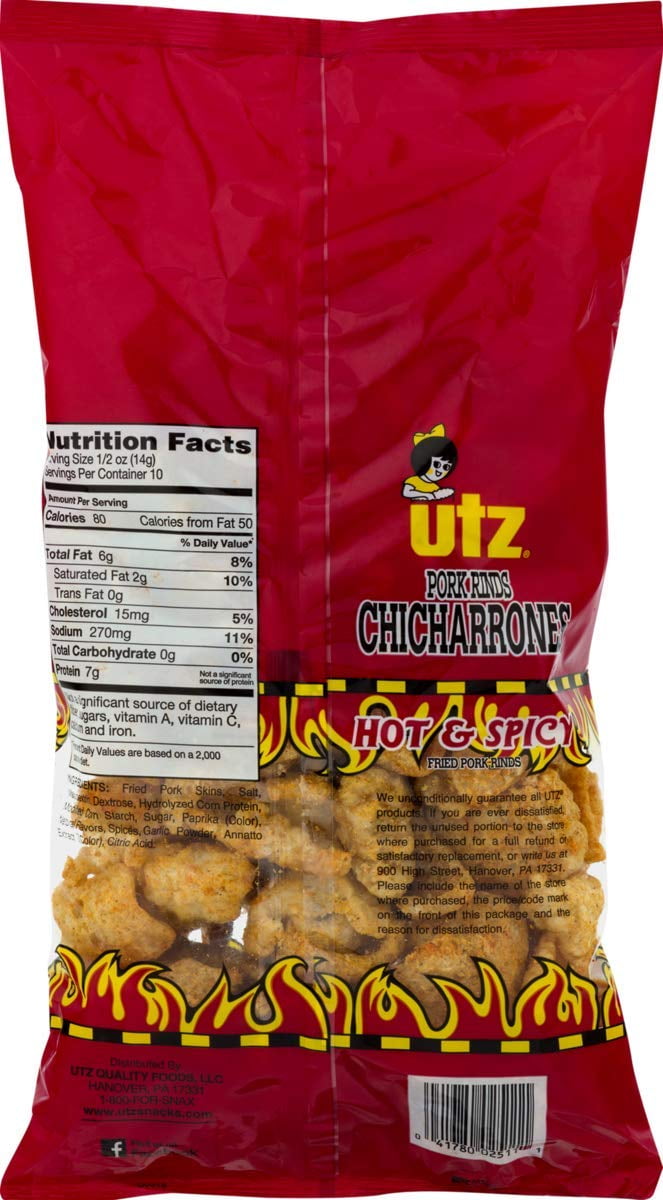 Buy Utz Fried Pork Rinds Chicharrones (Hot & Spicy, 6-5 oz. Bags ...