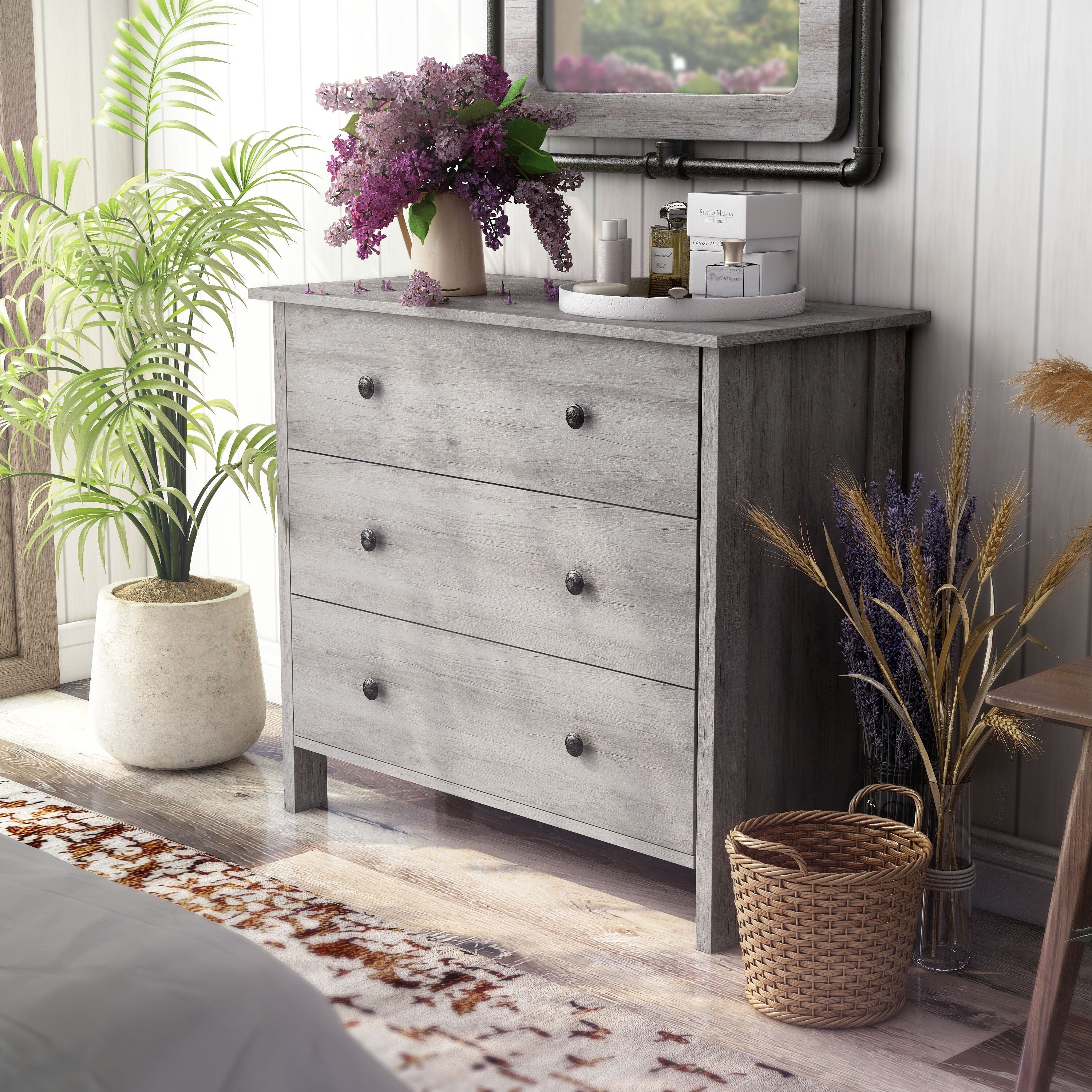 3 drawer dresser light wood store