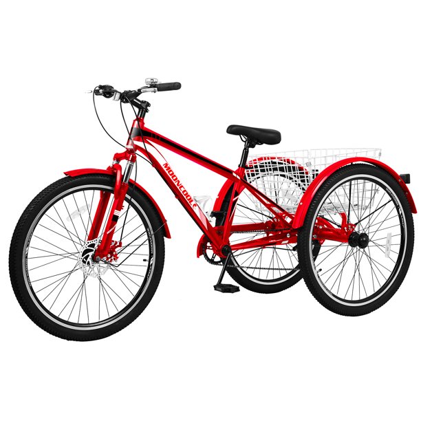 MOPHOTO 26" Adult Mountain Tricycle 7 Speed MTB, Cruiser Trike with ...