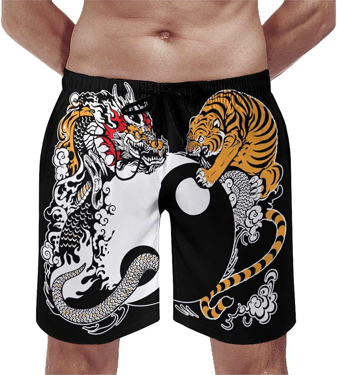 Men's Yin Yang Dragon and Tiger Swim Trunks Quick Dry Swim Shorts ...