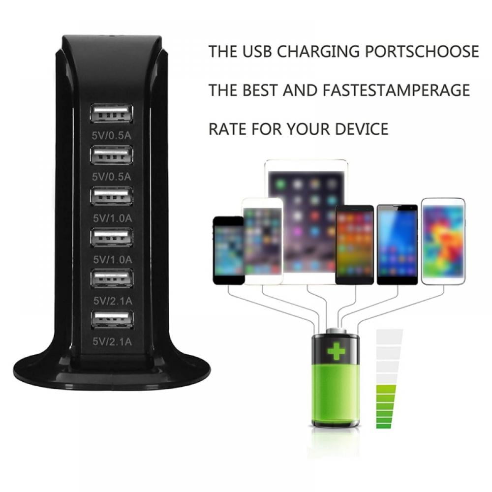 Buy USB Charging Station Hub 6 Port USB Wall Charger Desktop Charging ...