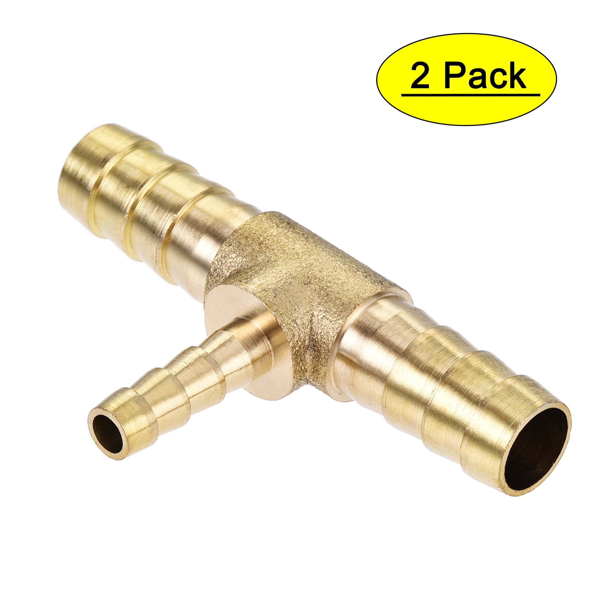 Uxcell Reducing Barb Hose Fitting Tee T Shape Pipe Connector Brass 2Pcs ...