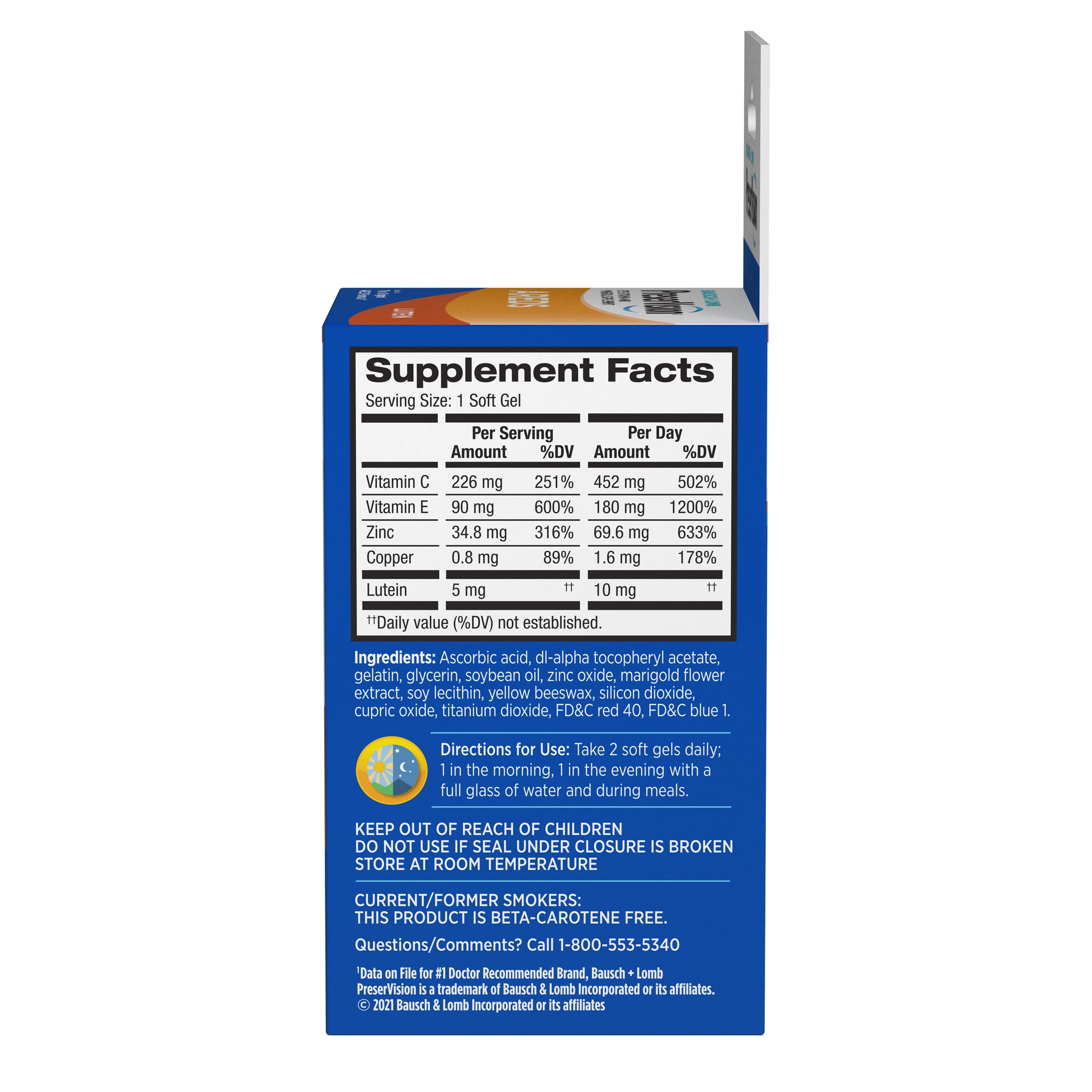 Buy PreserVision AREDS Lutein Eye Vitamin & Mineral Supplement, Beta ...