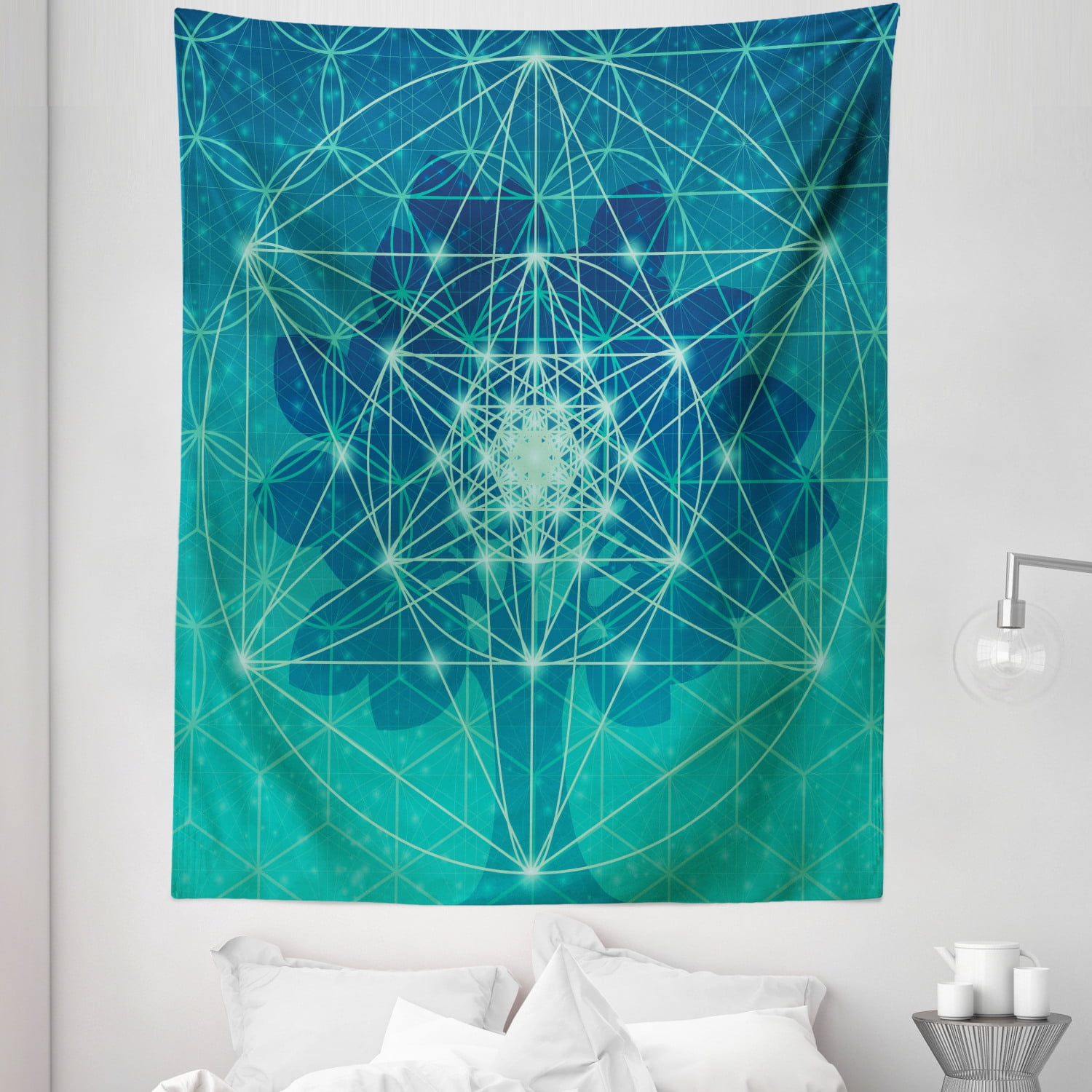 Teal Tapestry, Digital Futuristic Tree of Life Space Plains Pattern ...