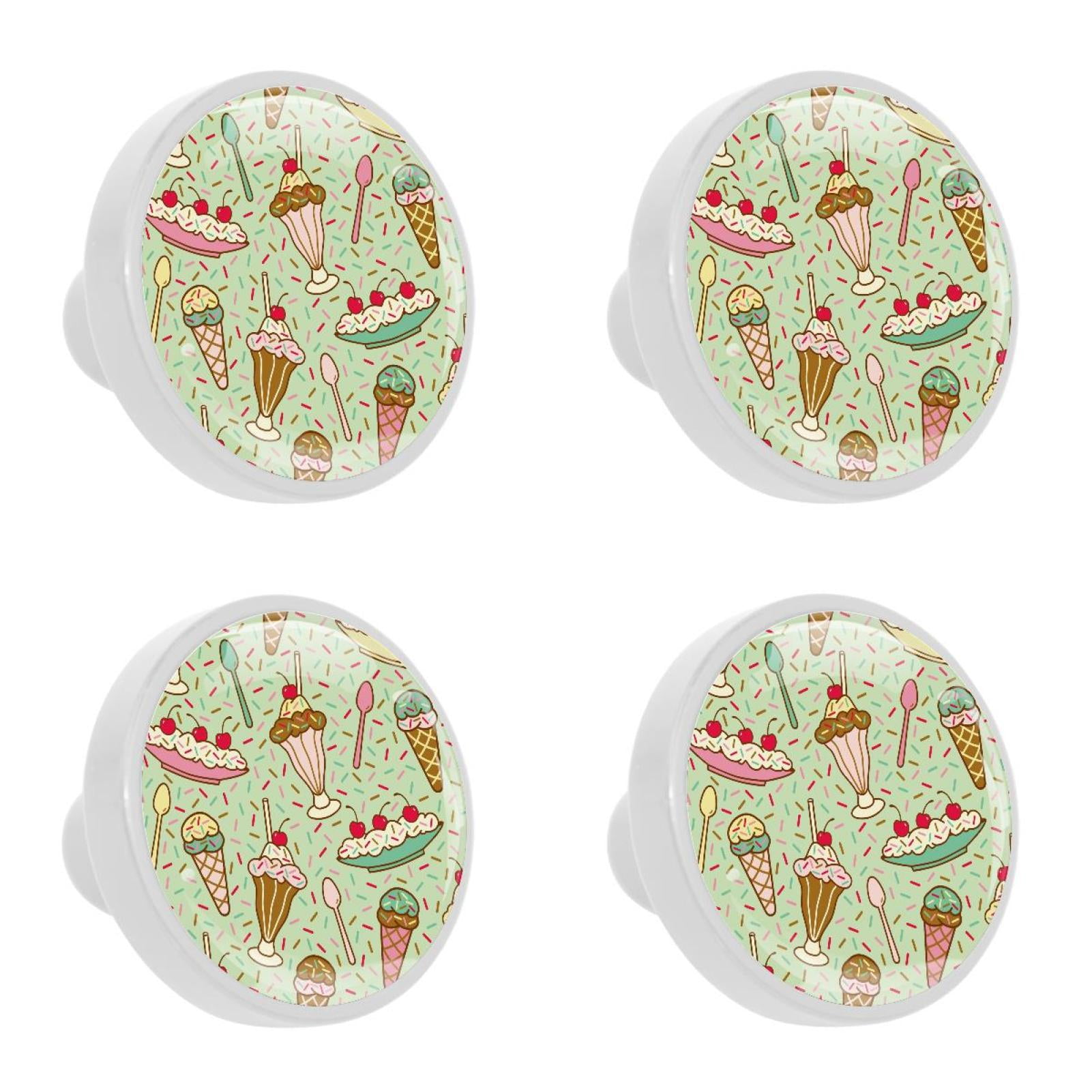 4 Pcs Ice Cream Knobs for Kitchen Cabinet Cupboard Dresser Bookcase ...
