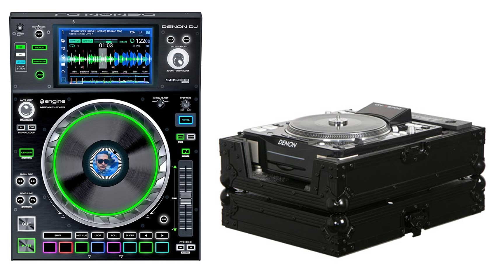 DENON SC5000 Prime 24-bit/96kHz DJ Media Player W/USB/SD+Flight Travel ...