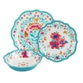 The Pioneer Woman Melamine Folk Geo 12-Piece Dinnerware Set, Teal ...
