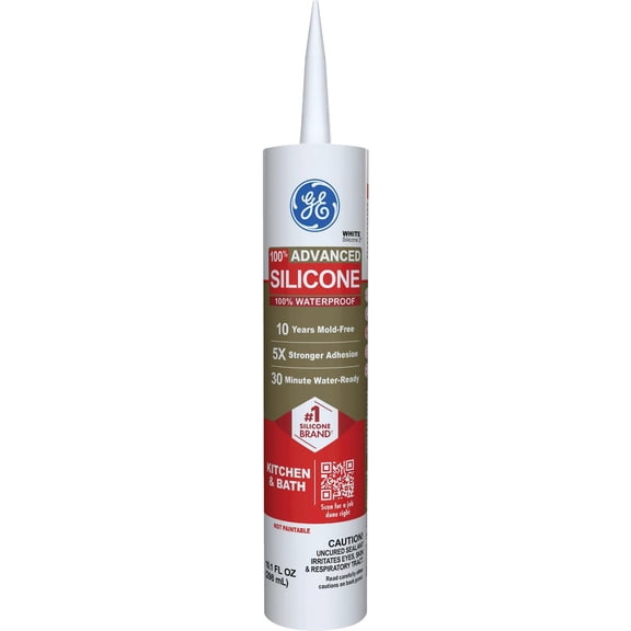 GE Advanced Silicone Kitchen & Bath Caulk - 100% Waterproof, Durable ...