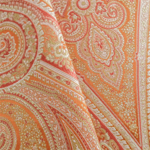 Orange/Multi Paisley Jacquard Home Decorating Fabric, Fabric By the ...