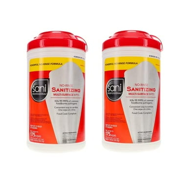 Sani Professional Table Turners No-Rinse Sanitizing Wipes White 95 ...